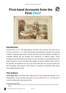 Resource: First-hand Accounts of the First Fleet | OpenSTEM Pty Ltd