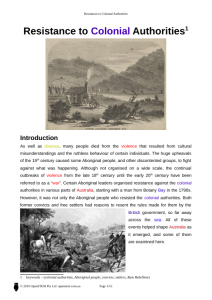 Resource: Resistance to Colonial Authorities | OpenSTEM Pty Ltd